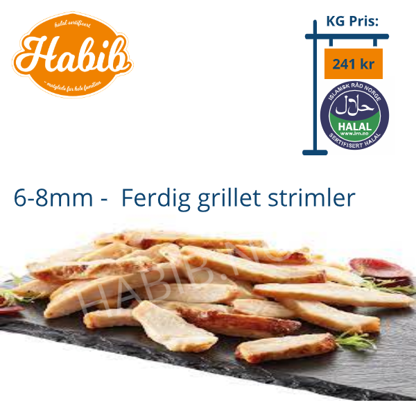 Halal HABIB Grillet Kyllingfilet Strimler 6-8mm skive – Halalmarked